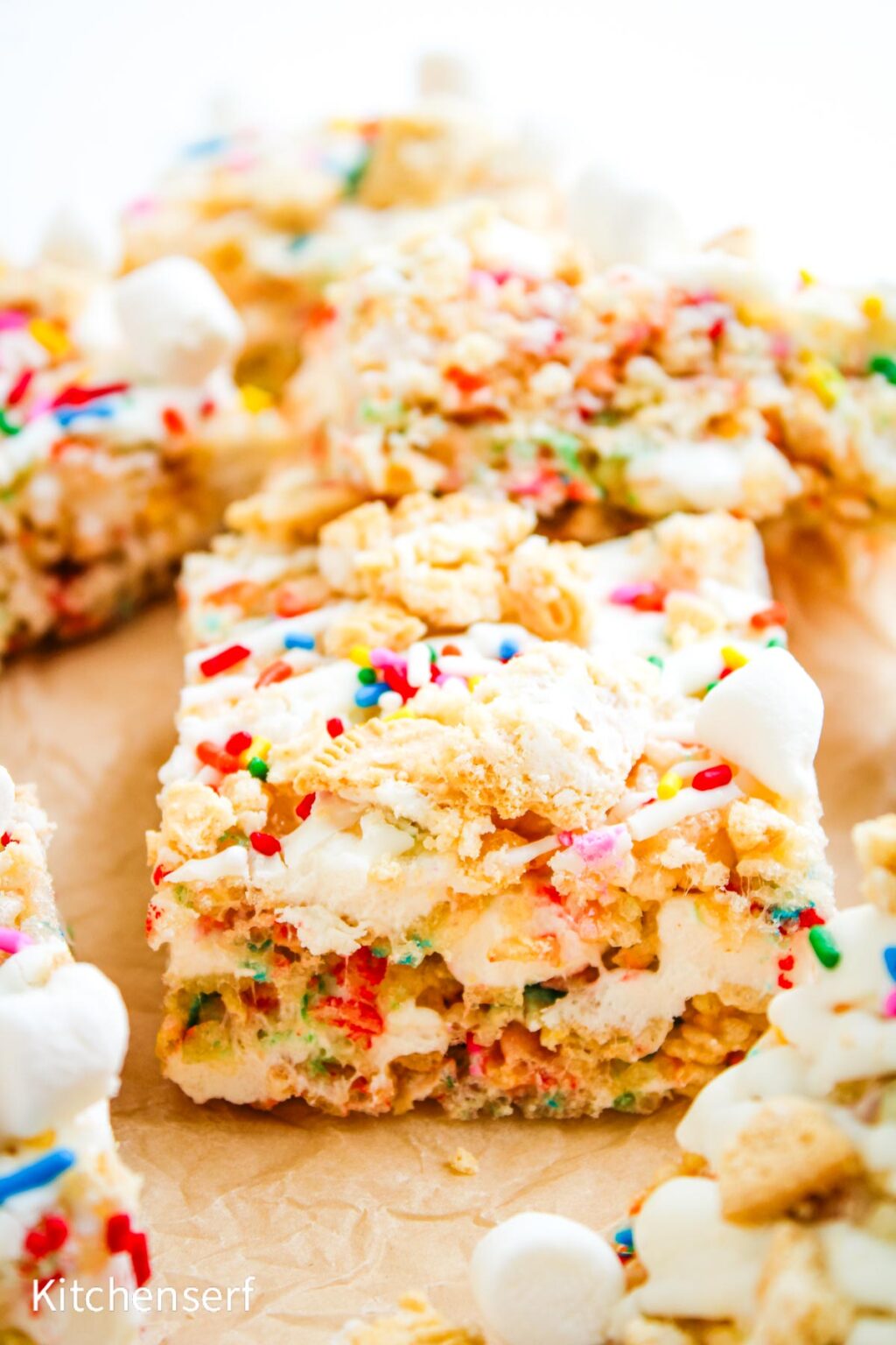 Sprinkle Rice Krispie Treats with Sprinkles and Golden Oreos