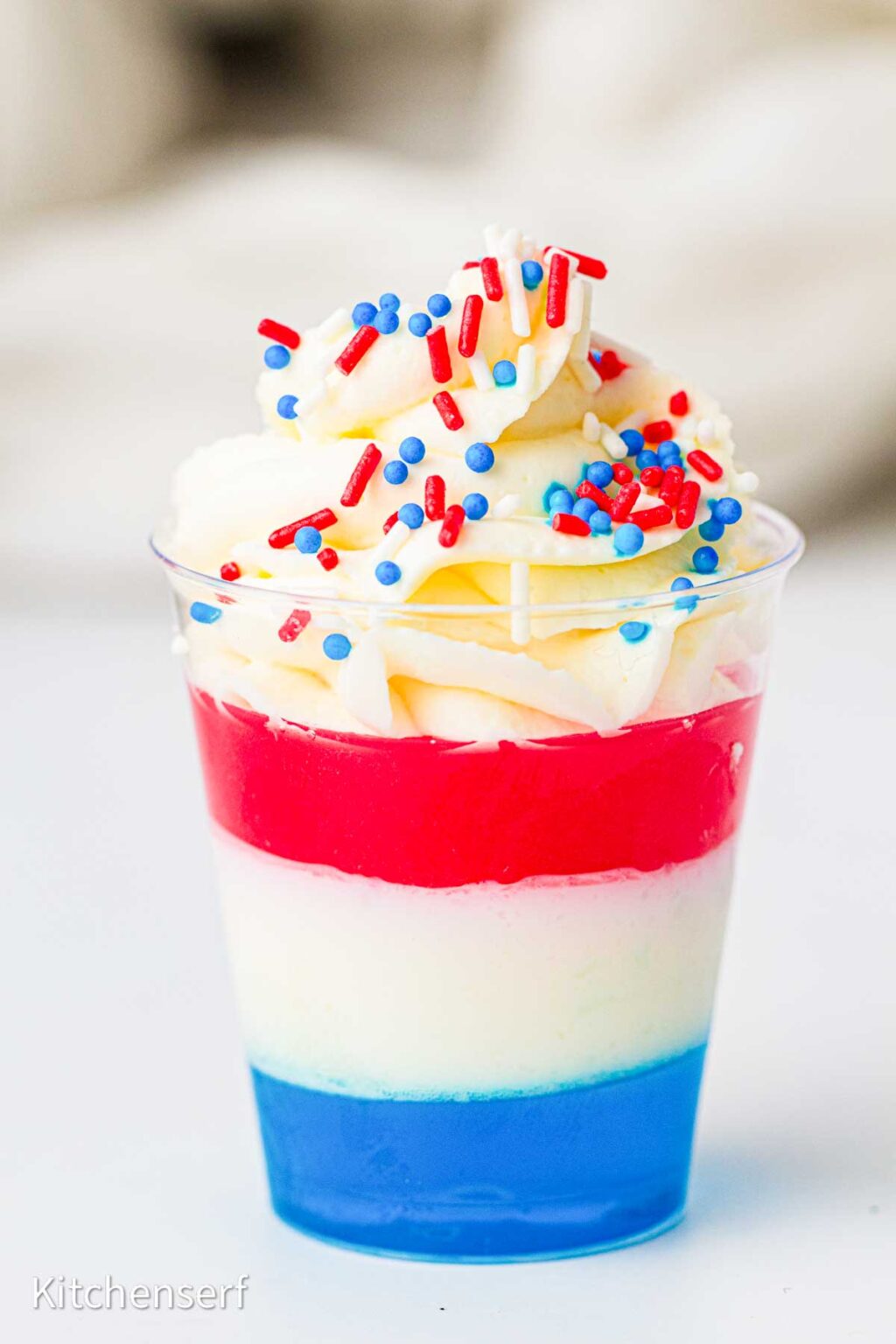 Red ,White and Blue Jello Cups (Easy No-Bake Patriotic Dessert)